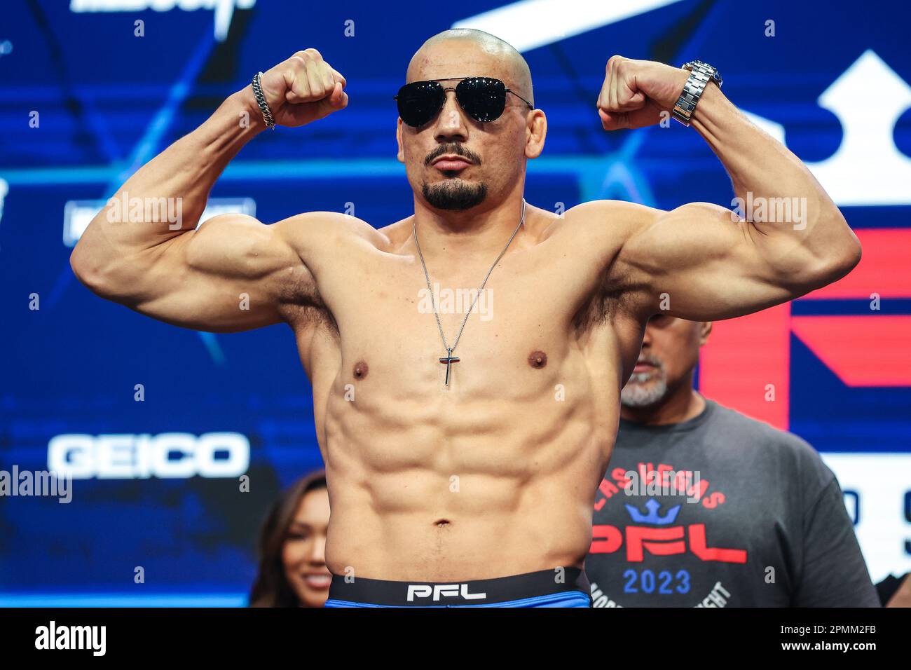 Las Vegas, NV, USA. 13th Apr, 2023. Welterweight Carlos Leal on stage ...
