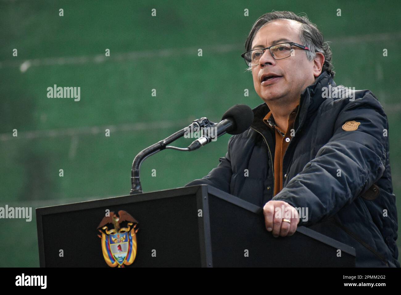 Colombian president Gustavo Petro speaks during a local event ...