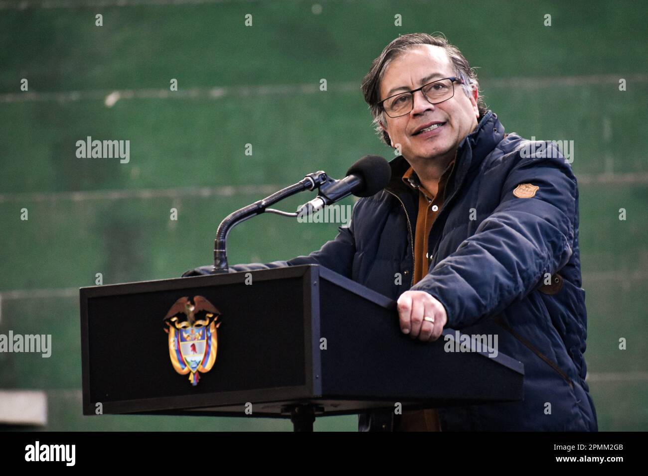 Colombian president Gustavo Petro speaks during a local event ...