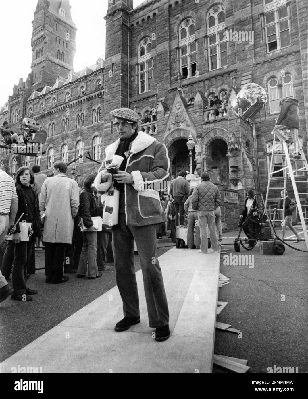 Director WILLIAM FRIEDKIN on set location candid outside Georgetown ...