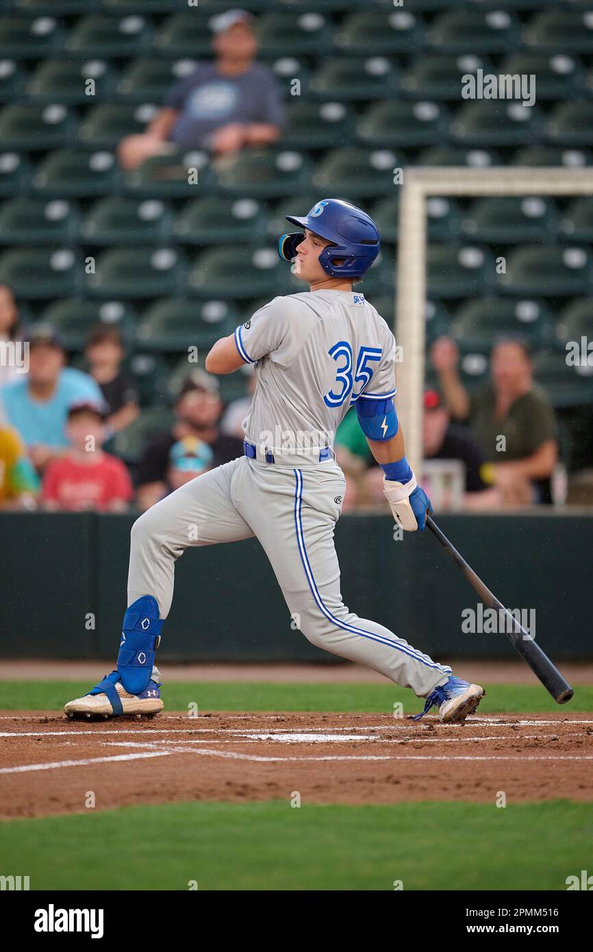Dunedin Blue Jays Tucker Toman (35) bats during a MiLB Florida State ...