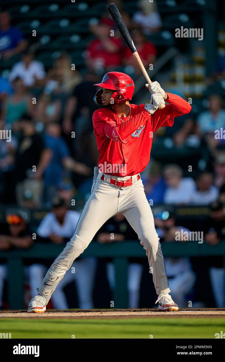 Clearwater Threshers Justin Crawford (13) bats during a MiLB Florida ...