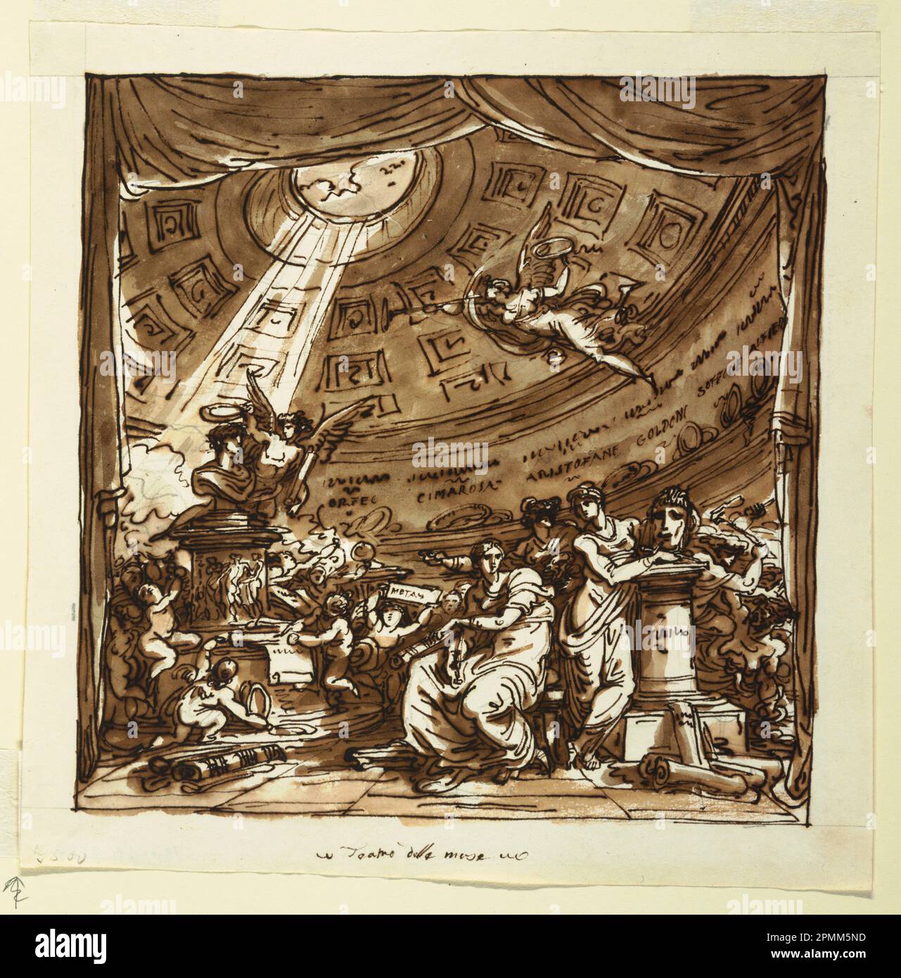 Drawing, Design for Stage Curtain: Temple of Fame; Designed by Felice ...