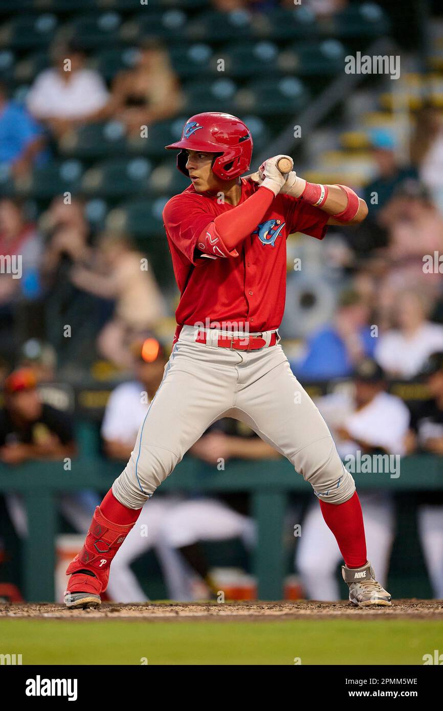 Clearwater Threshers Bryan Rincon (5) bats during a MiLB Florida State ...
