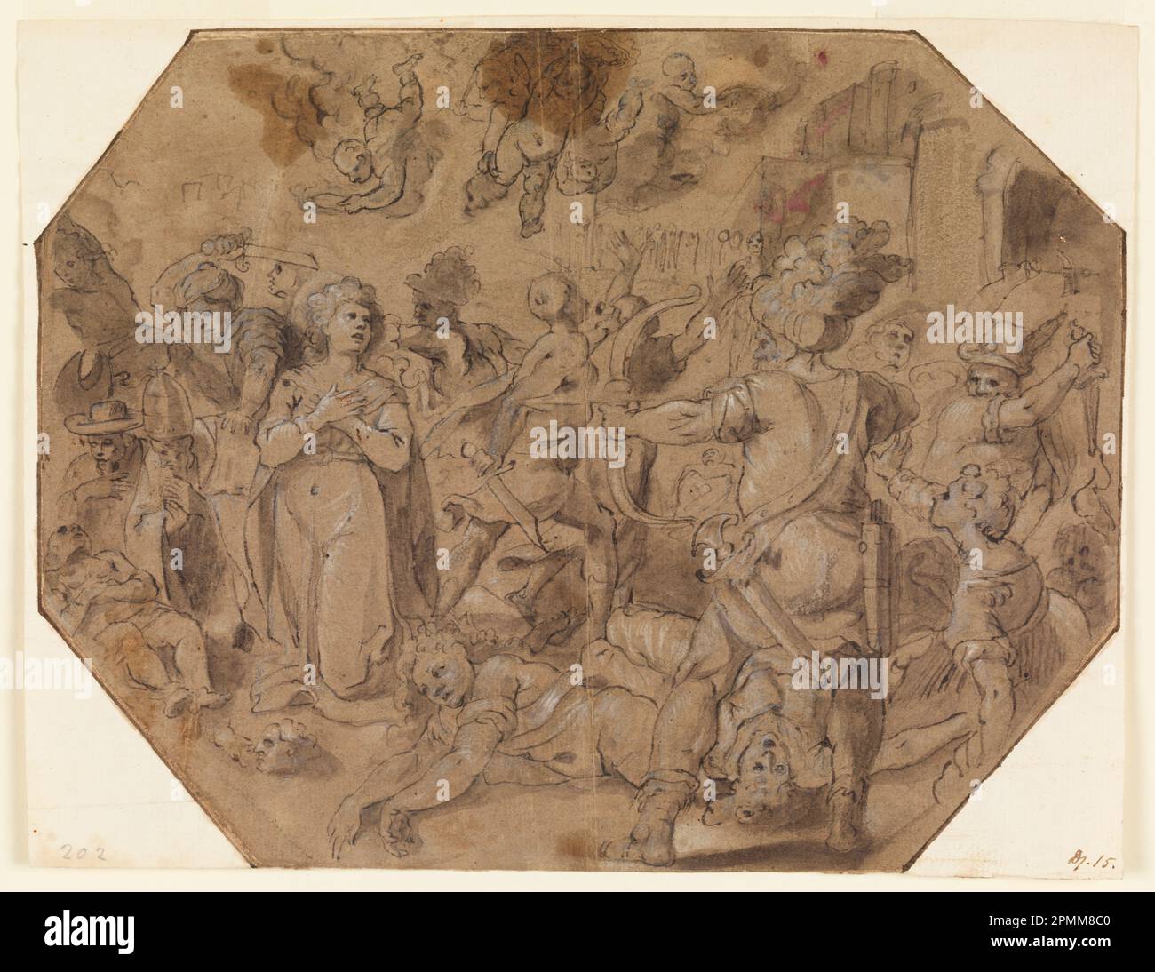 Drawing, Martyrdom of St. Ursula; Follower of Luigi Rodriguez; Italy ...