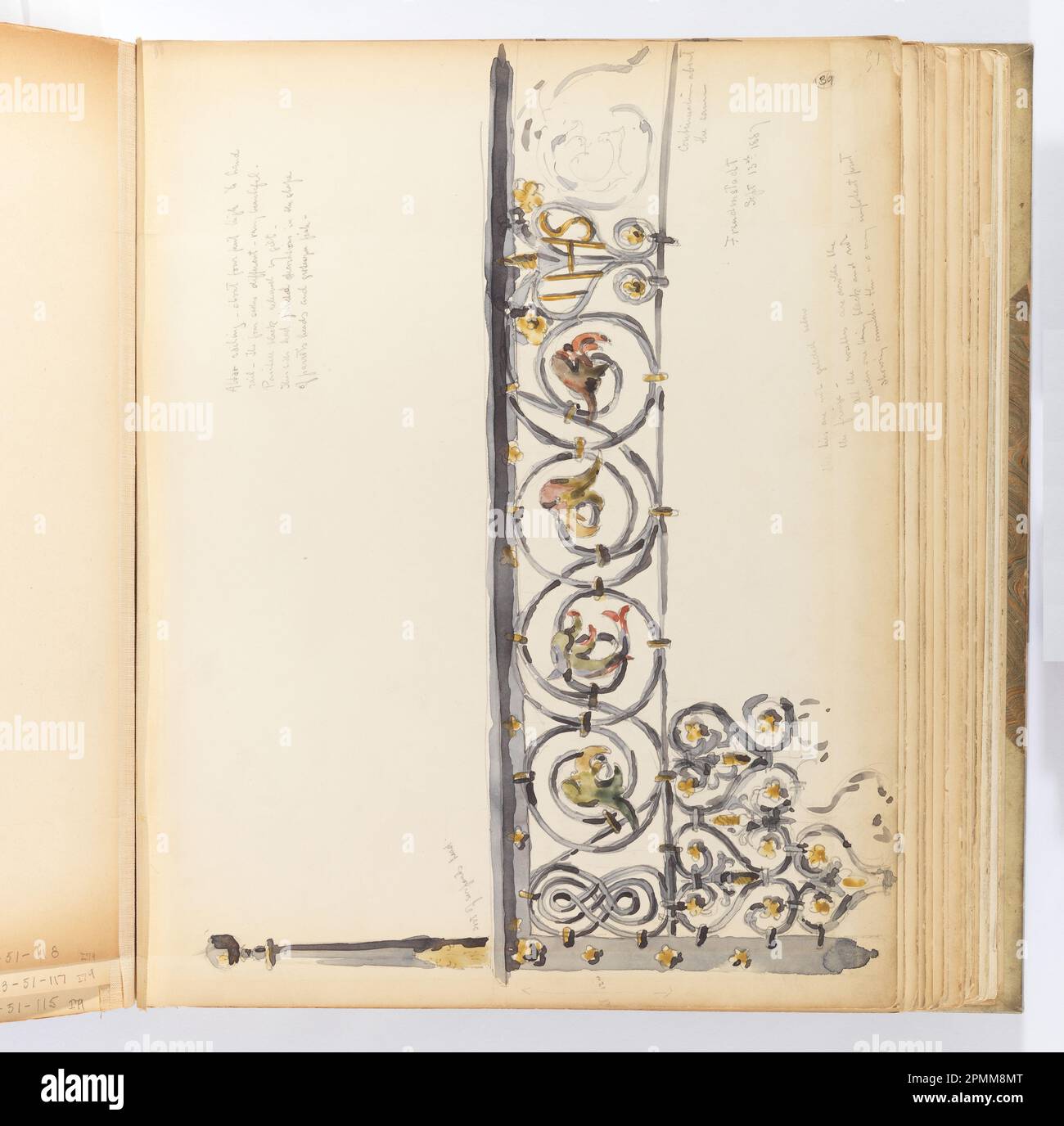Album Page, Drawing of Scrolling Ironwork; Whitney Warren Jr. (American ...
