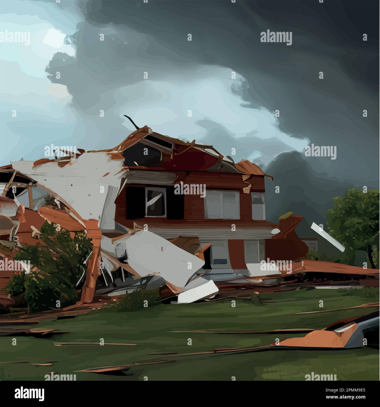 Tornado path of destruction Stock Vector Images - Alamy