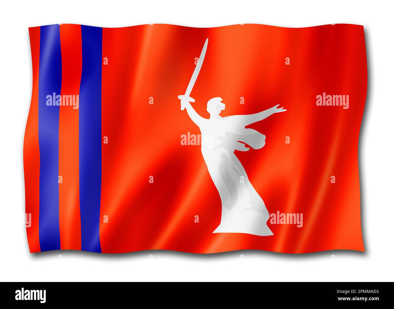 Volgograd state - Oblast - flag, Russia waving banner collection. 3D ...