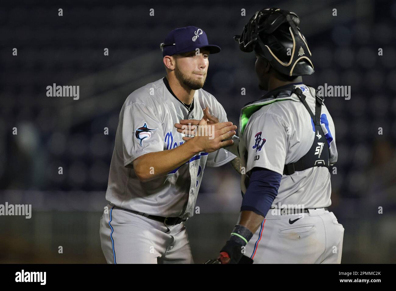 Biloxi, Mississippi, USA. 13th Apr, 2023. Pensacola Blue Wahoos pitcher ...