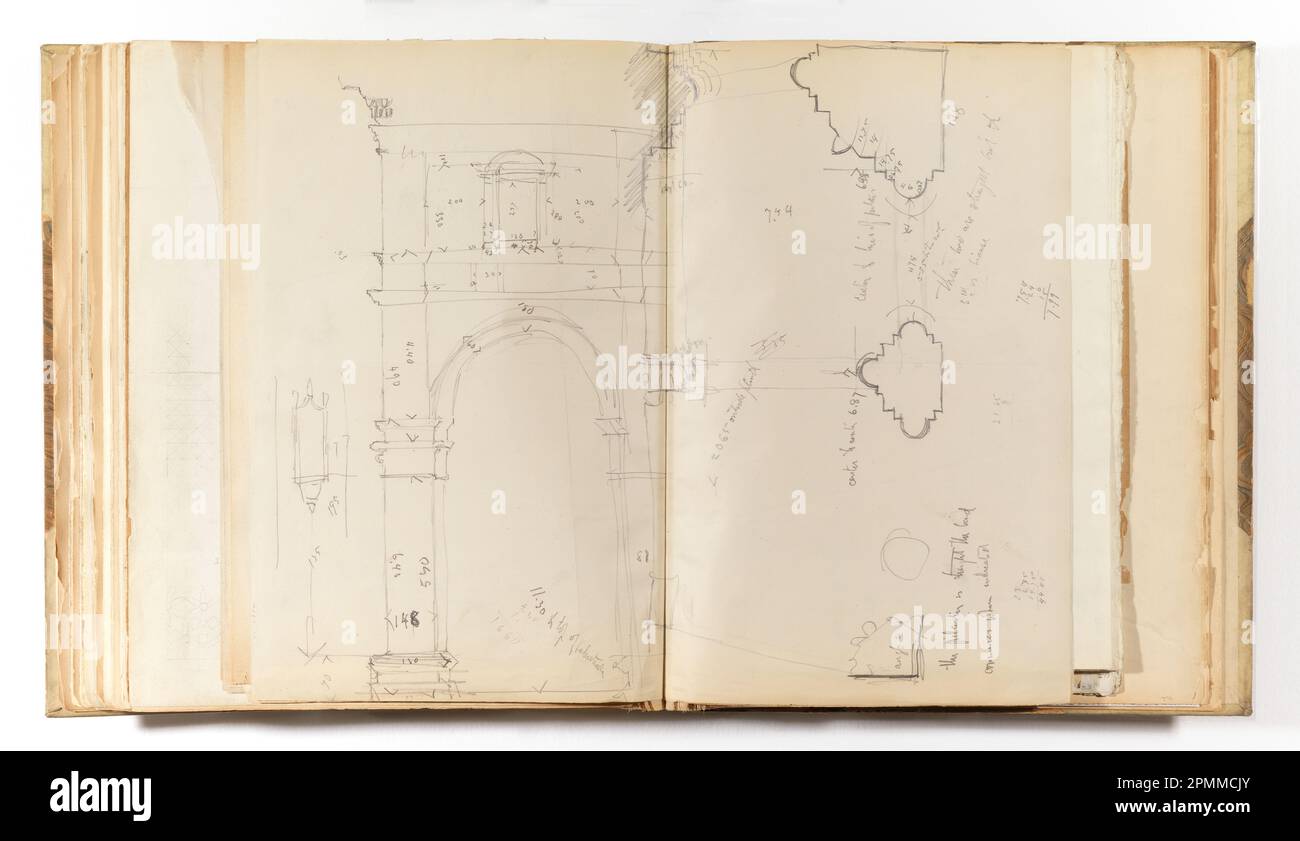 Album Page, Elevation and Plan of Arch, Possibly from the Loggia dei ...