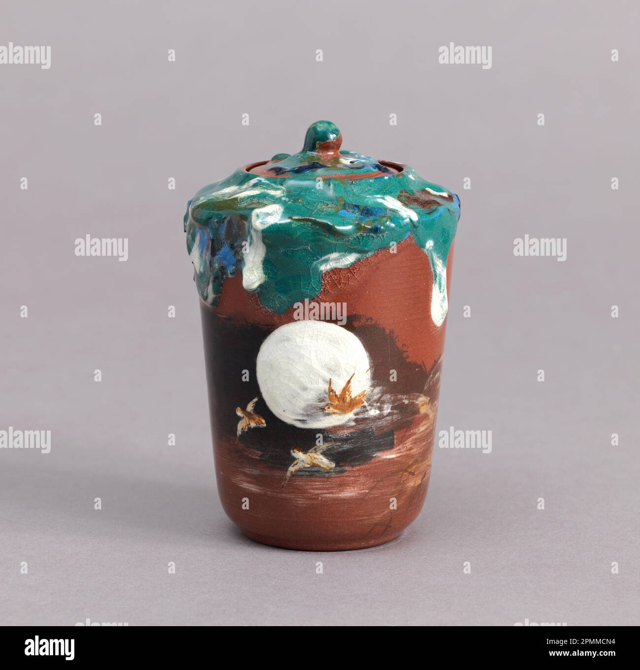 Lidded Jar with Full Moon and Birds Jar; Manufactured by Rookwood ...