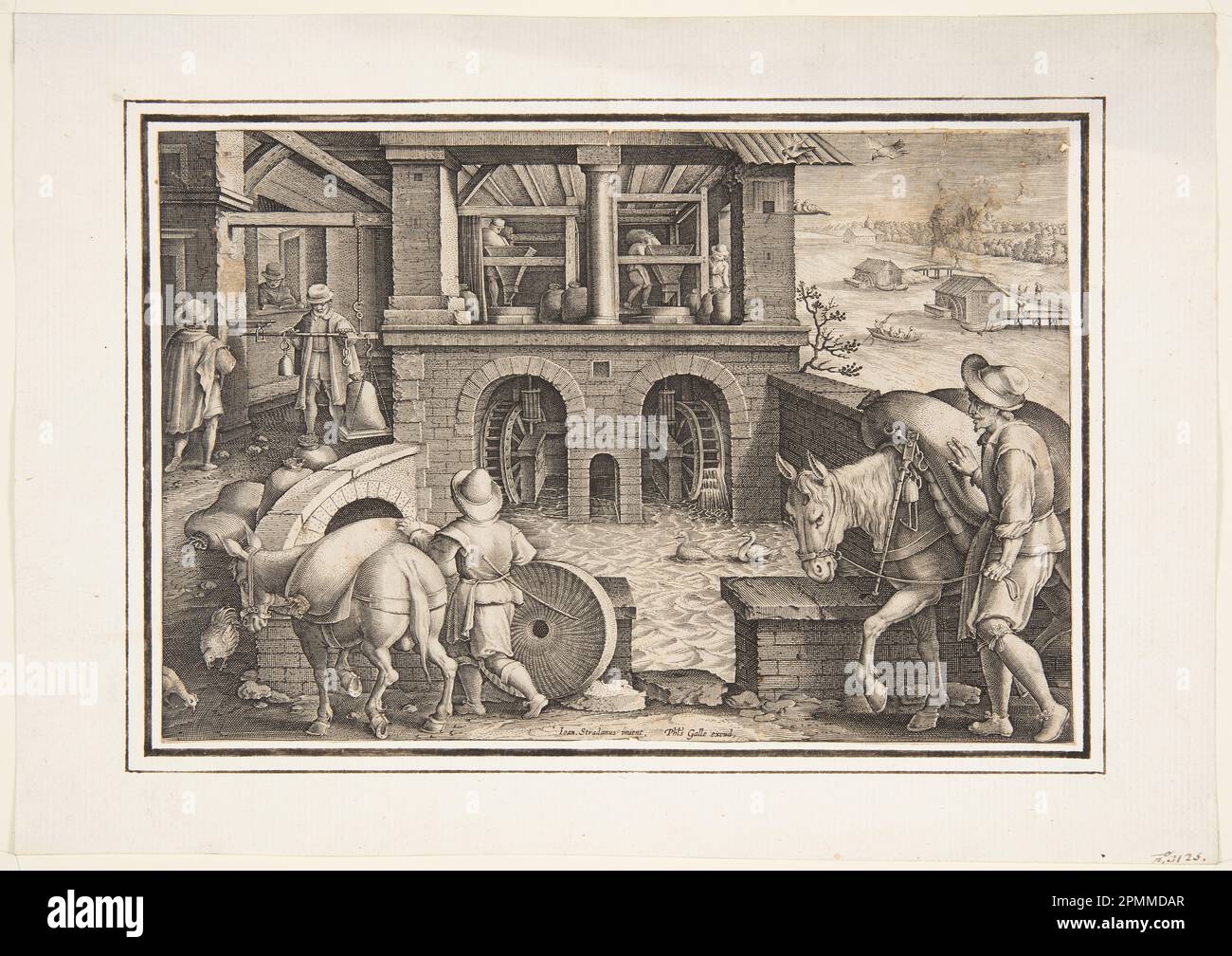 Print, A water mill; Designed by Jan van der Straet, called Stradanus ...