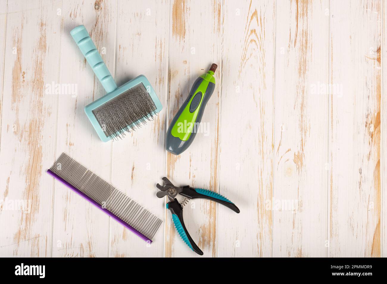 Set of tools for grooming: electric pet clipper, grooming scissors ...