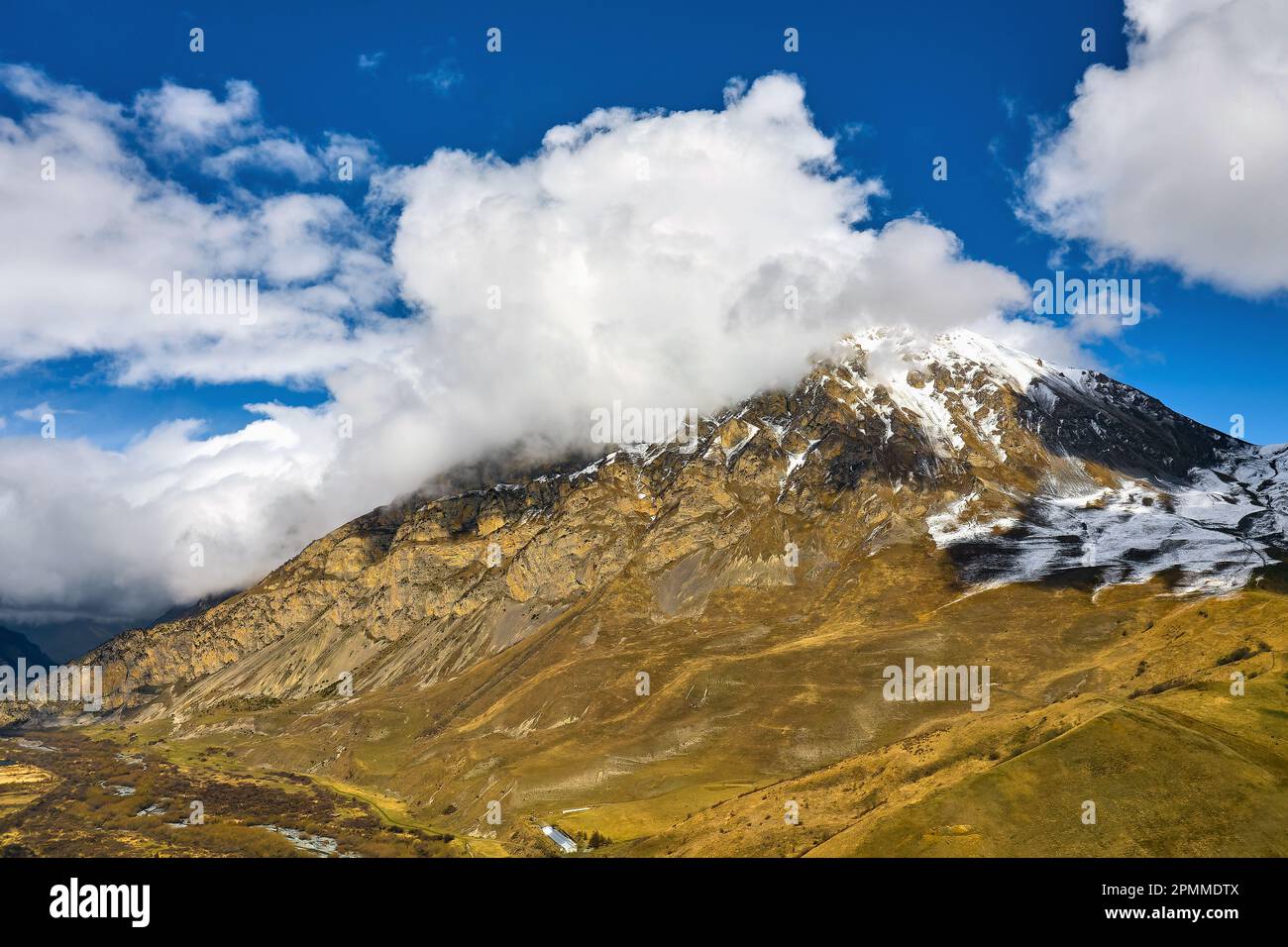 Aerial view snowy meadow sunrise hi-res stock photography and images - Alamy