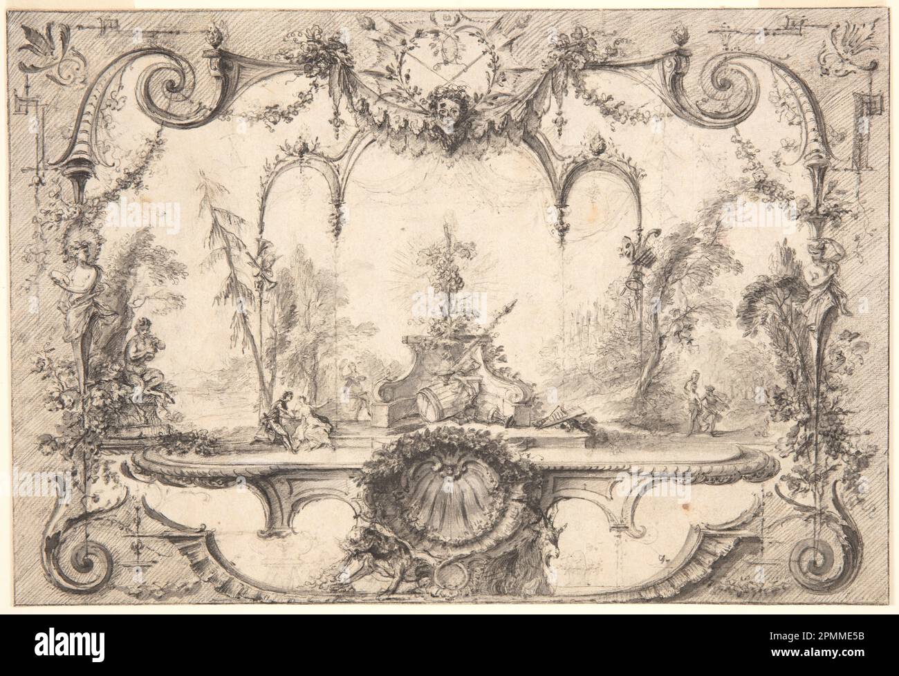 Drawing, Gardens of Bacchus; Gabriel Huquier (French, 1695–1772); After ...