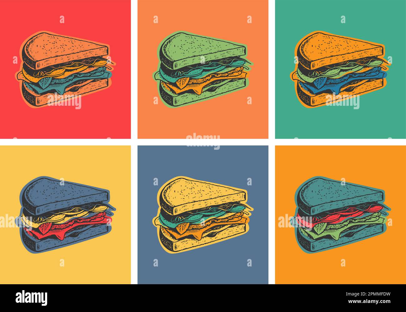 Hand drawn Illustration of Sandwich. Snack. Snacking. Delicious ...