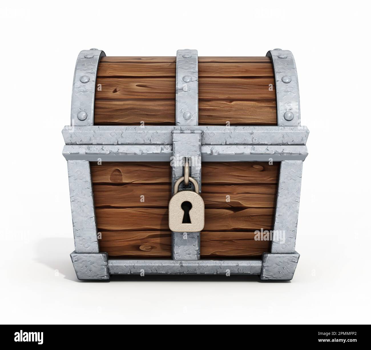 Cartoon treasure chest isolated on white background. 3D illustration ...