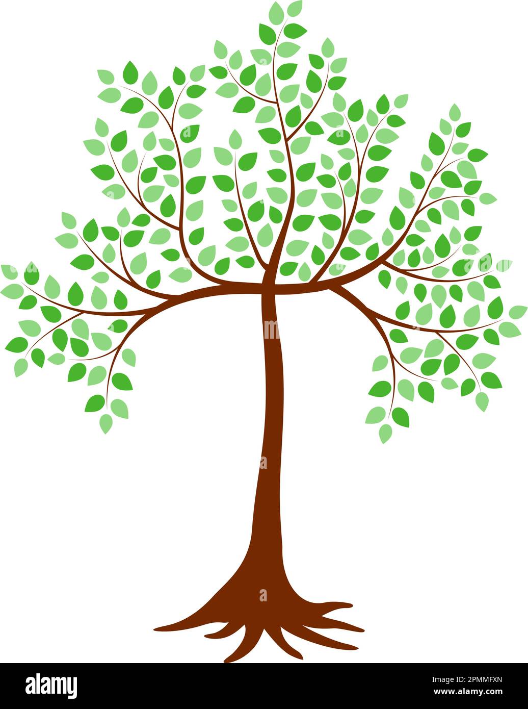 Tree with leaves and roots. Simple vector illustration Stock Vector ...