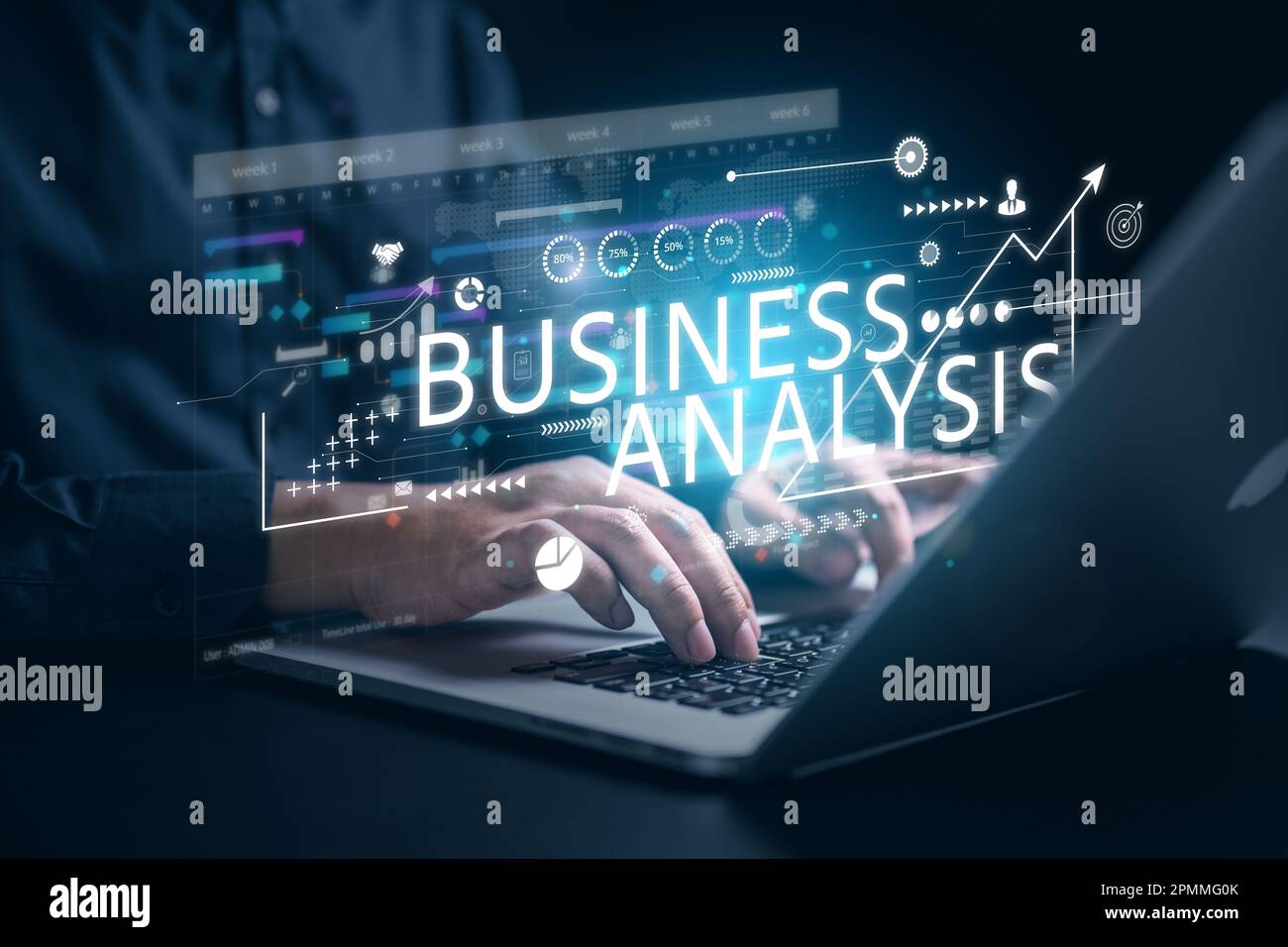 business analysis chart KPI Data icon technology Stock Photo - Alamy