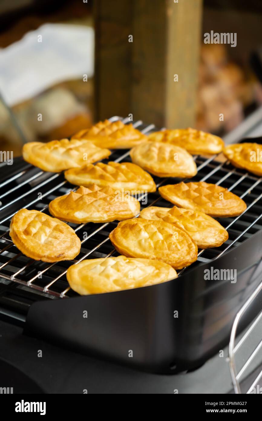 Traditional polish cuisine grilled cheese. Street food market Jarmark ...