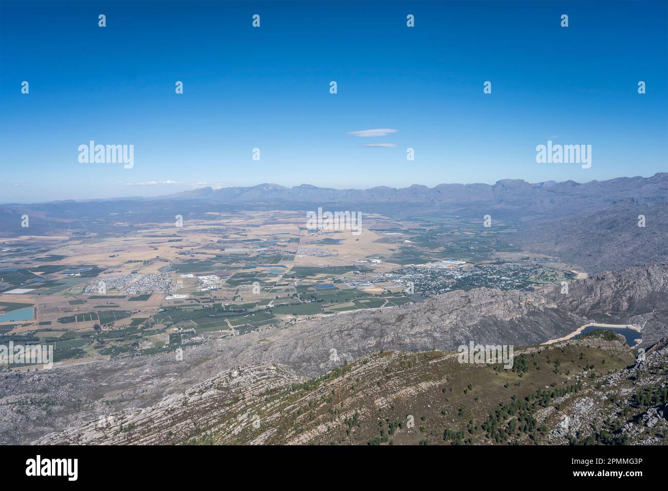 aerial landscape, from a glider, with rocky slopes of Witzenberge range ...