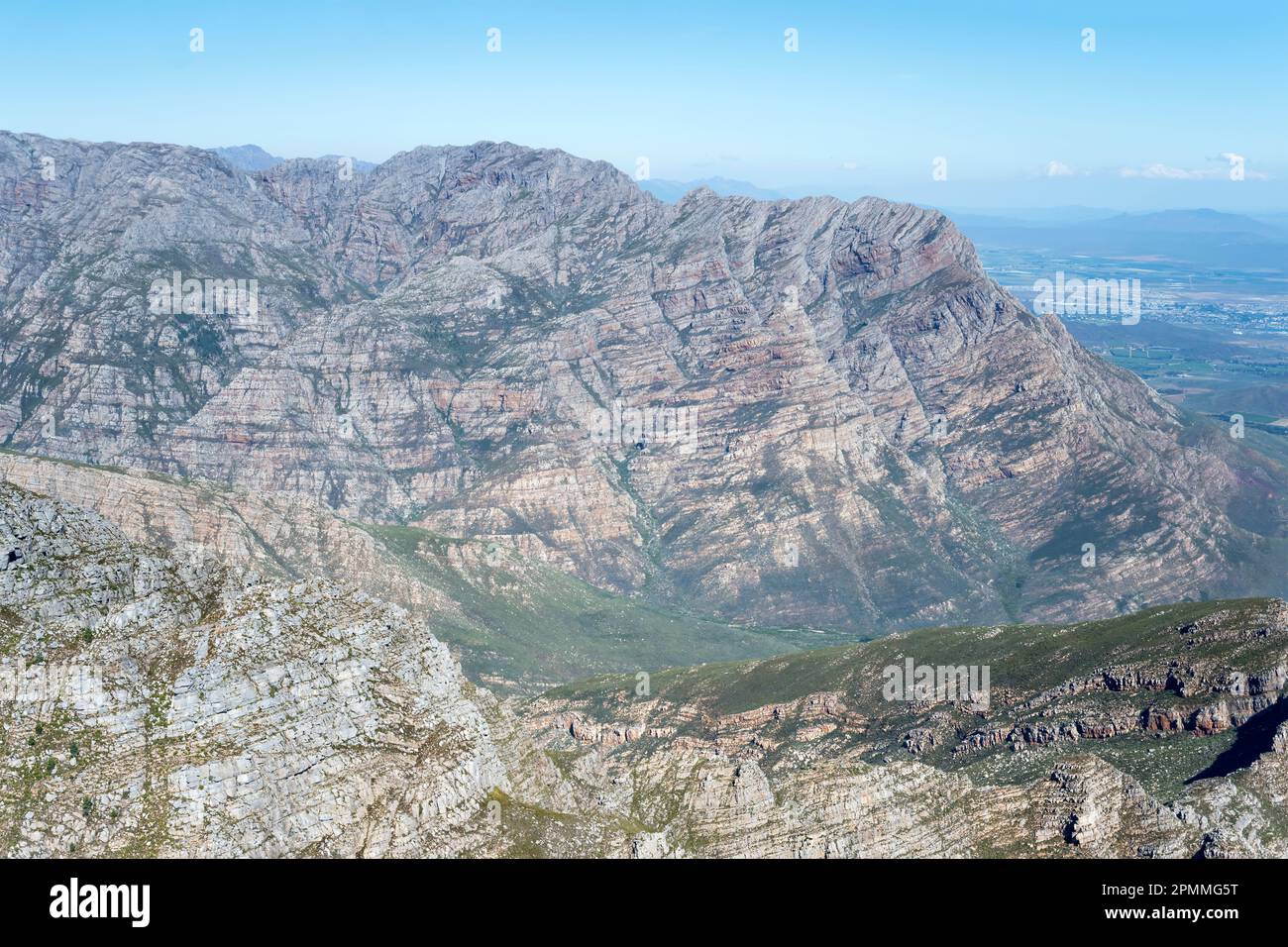 aerial landscape, from a glider, with overhanging rocky slopes of Jan ...