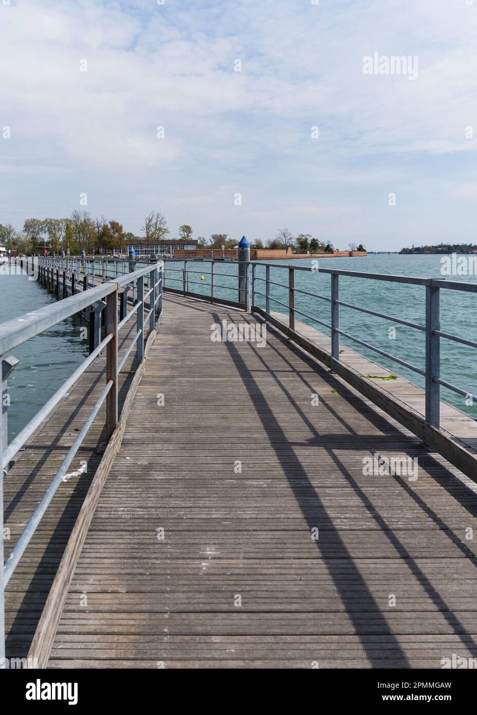 Long pontoon floating bridge In Venice, Italy Stock Photo - Alamy