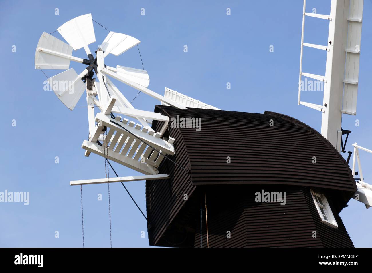 Close-up view of the top section of Ripple Windmill Mill, Ringwould ...
