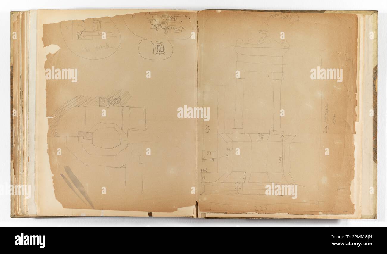 Album Page, Octagonal Plan and Elevation of a Monument; Whitney Warren ...