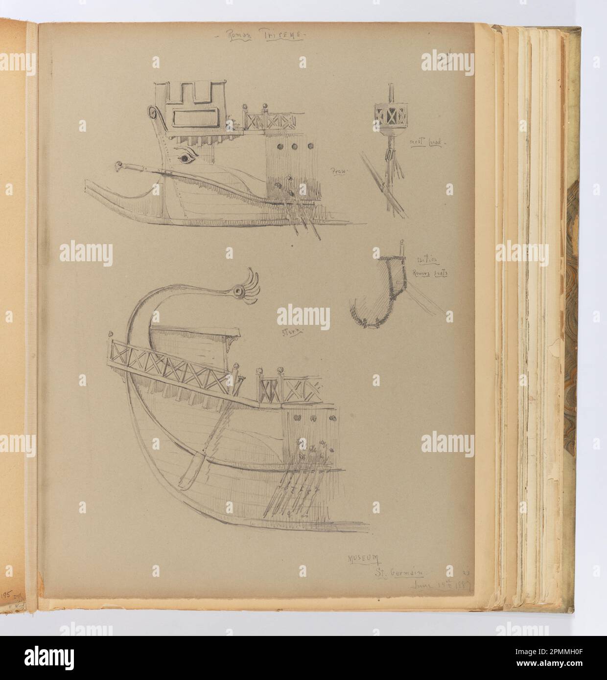 Album Page, Bow and Stern of Trireme with Details; Whitney Warren Jr ...