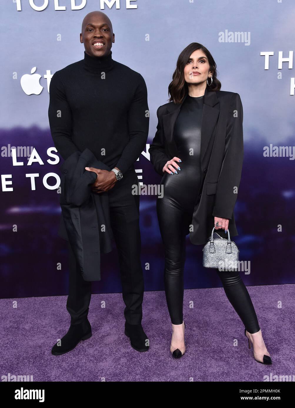 California, USA. 13th April 2023. Moe Jeudy-Lamour and Justine Marino ...
