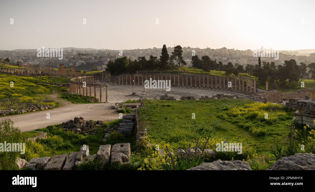 Roman ruins in the City of Jerash in Jordan. Pompeii of the middle east ...