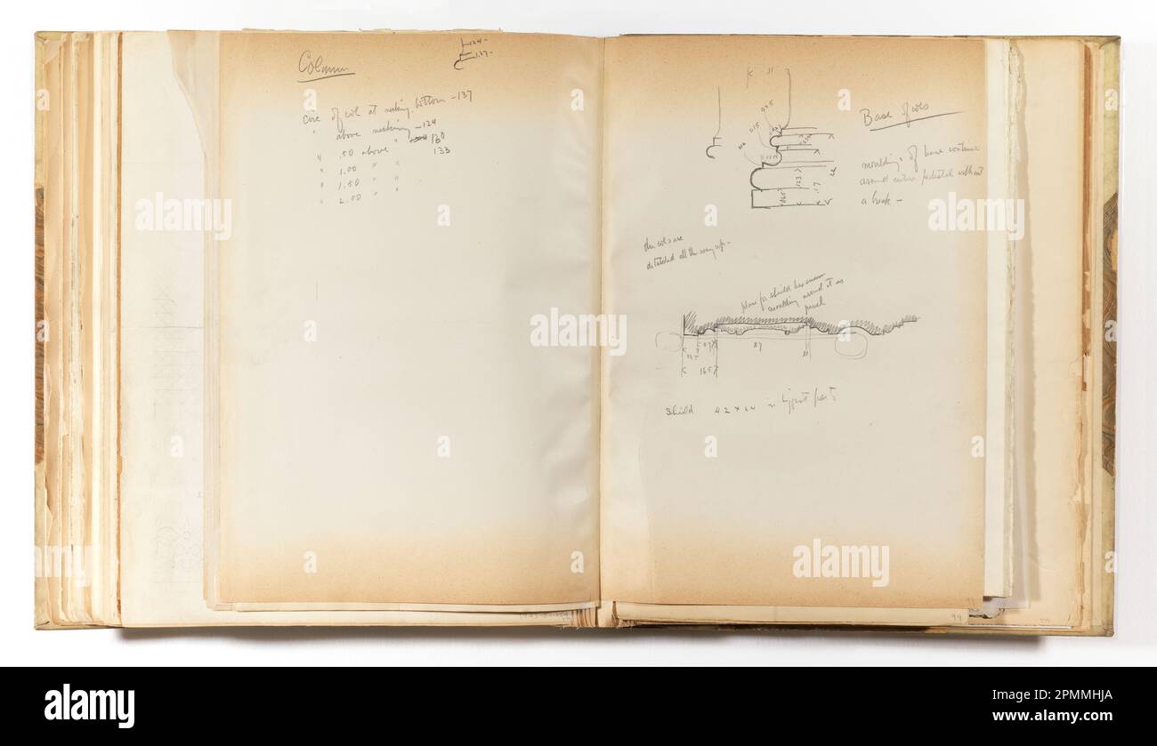 Album Page, Elevation of Column and Base, Profile of Molding, Possibly ...