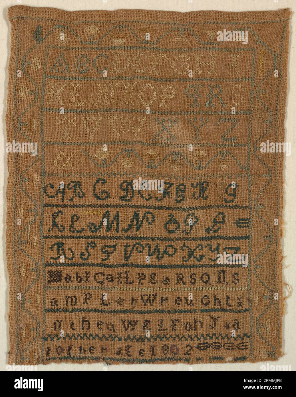 Sampler (USA); Embroidered by Abigail Pearson (American); silk ...