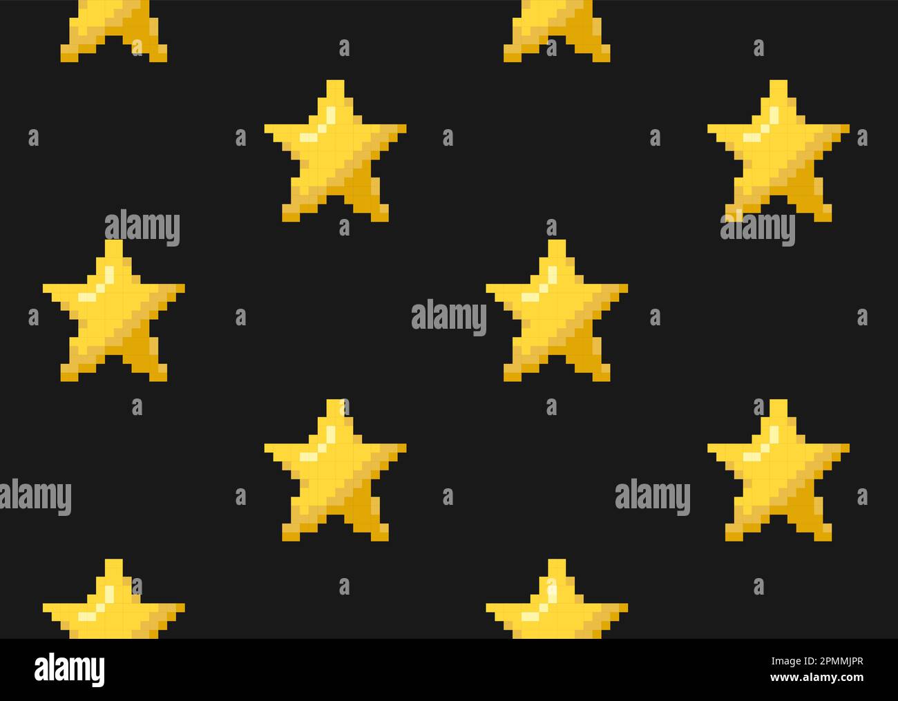 Pixel art gold star seamless pattern. 8-bit retro video game style vector background Stock ...