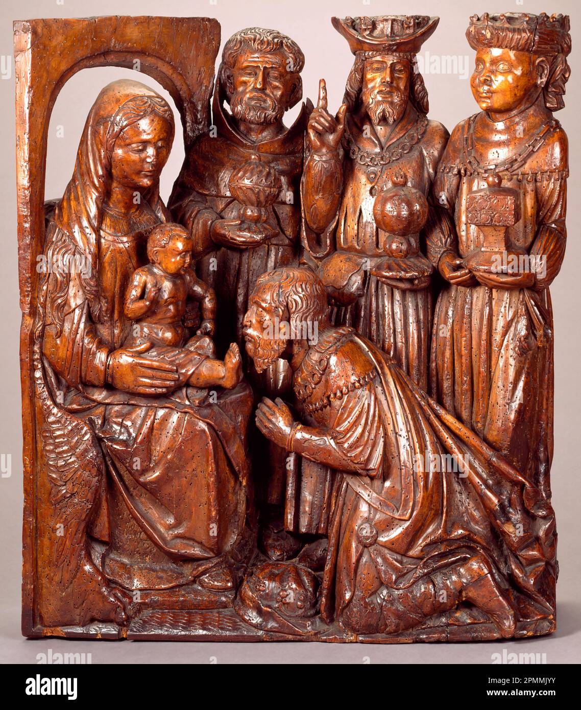 Adoration of the Magi Figural Group; carved walnut Stock Photo - Alamy