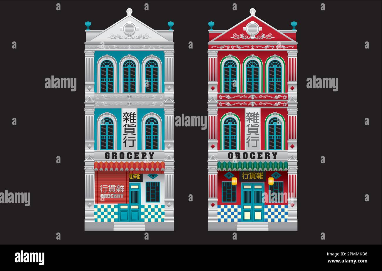 Historical three story shop houses. Isolated Stock Vector Image & Art ...