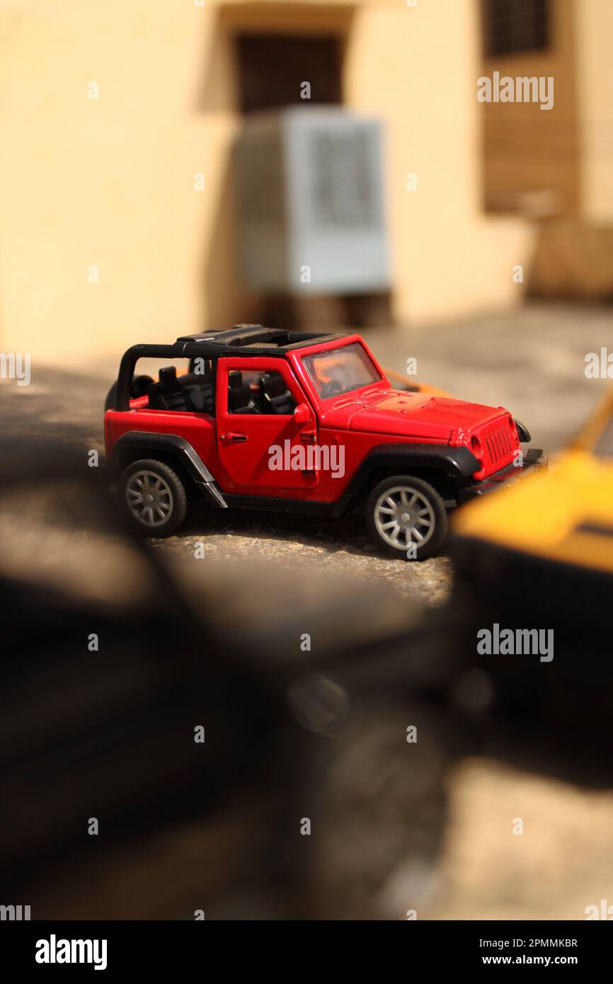 Classic fifties scale model toy car from front view Stock Photo - Alamy