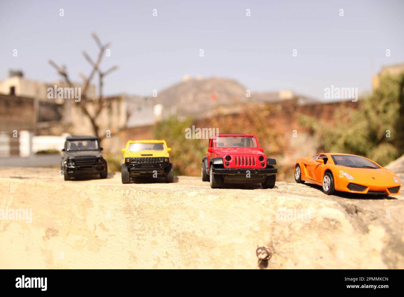 Classic fifties scale model toy car from front view Stock Photo - Alamy