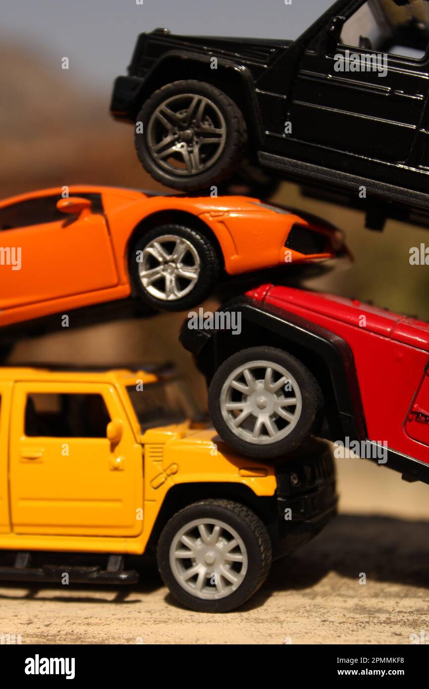 Classic fifties scale model toy car from front view Stock Photo - Alamy