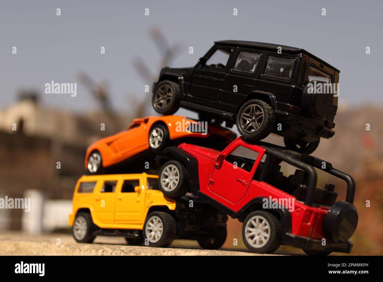 Classic fifties scale model toy car from front view Stock Photo - Alamy