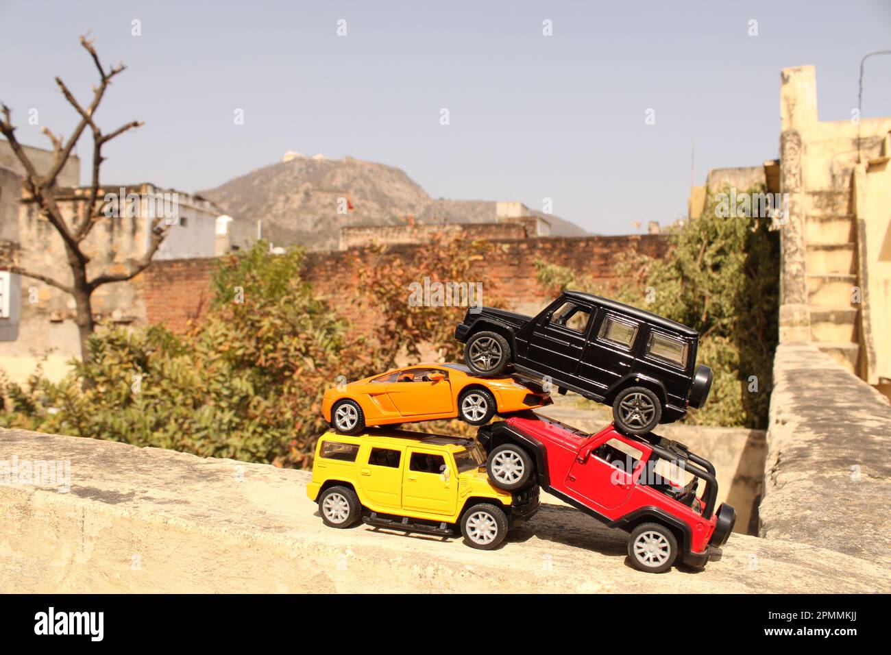 Classic fifties scale model toy car from front view Stock Photo - Alamy