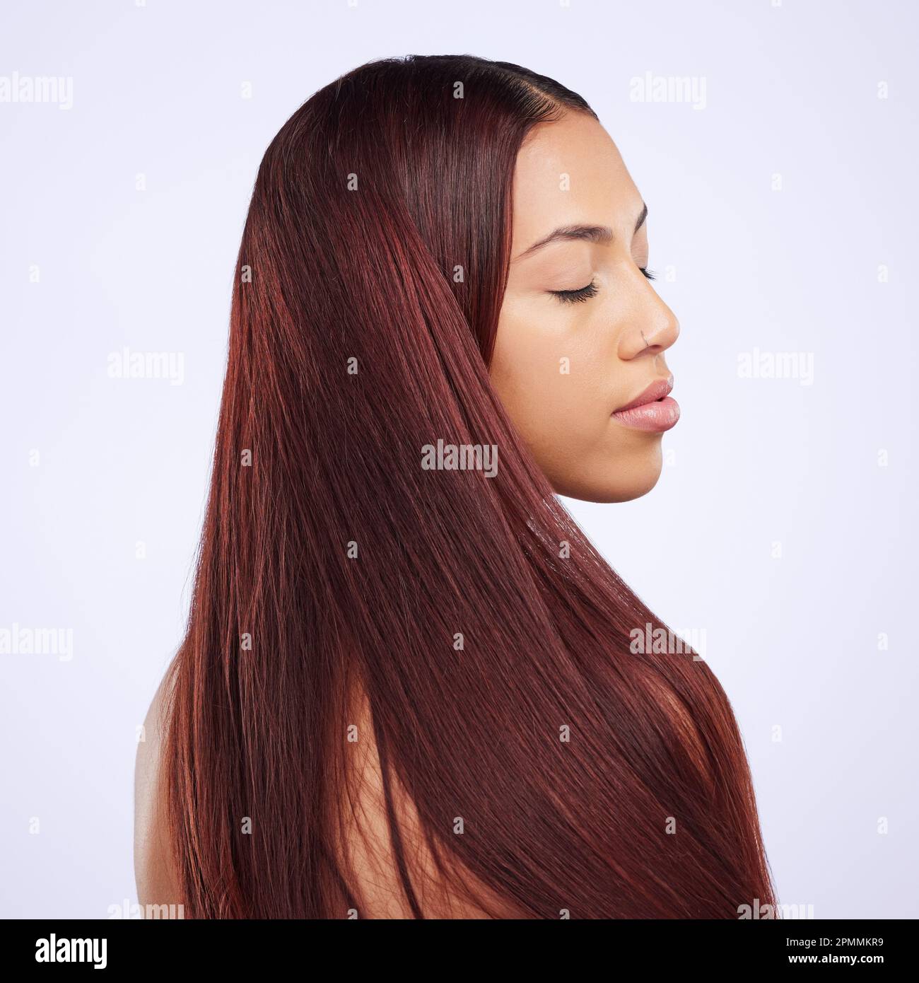 Haircare, beauty and profile of woman with healthy hairstyle, luxury ...