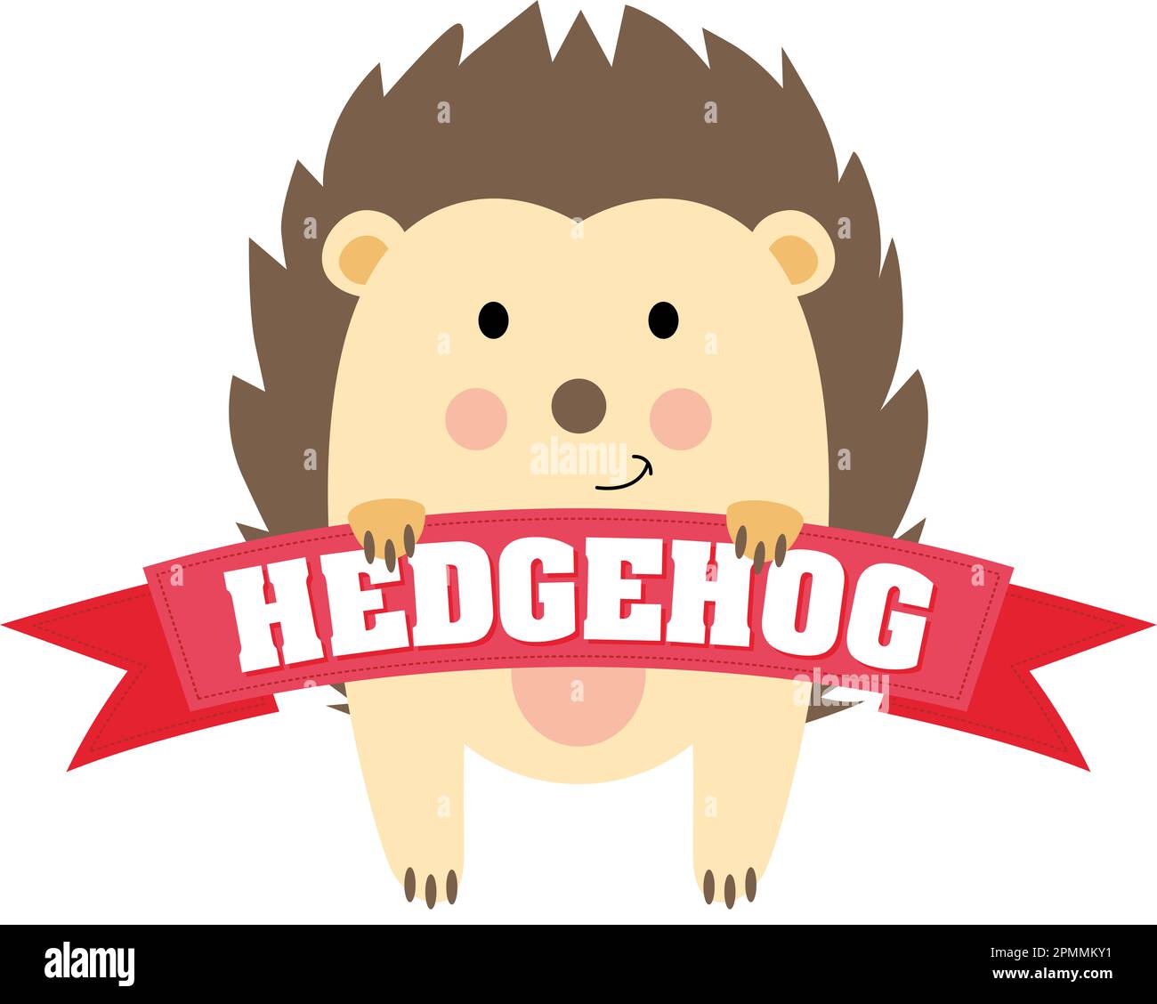 Cute hedgehog holding a ribbon banner Stock Photo - Alamy