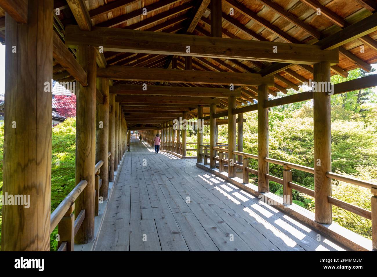 April 2023 Kyoto Japan, Tsutenkyo wooden bridge at Tofuku-ji temple in ...