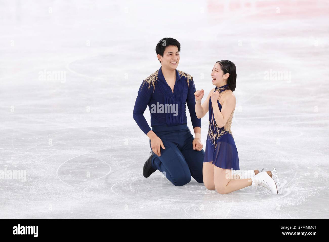 Riku Miura and Ryuichi Kihara of Japan perform during pairs short program of ISU World Team ...