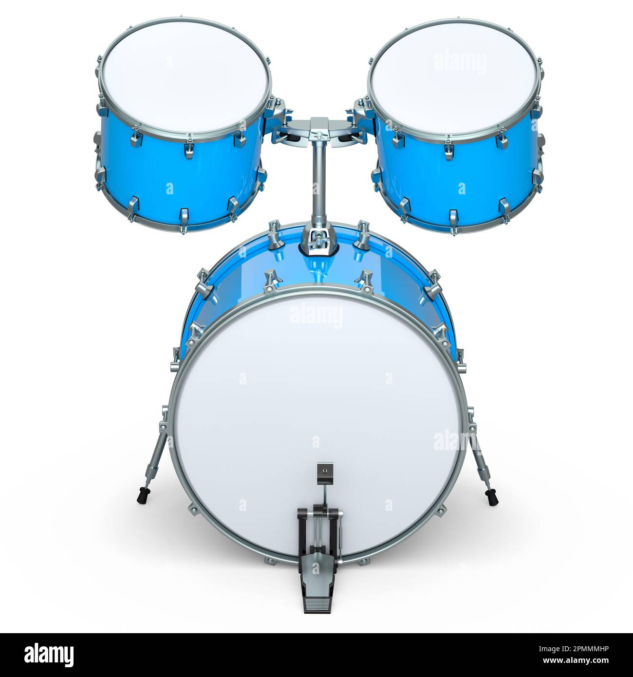 Set Of Realistic Drums With Pedal On White Background 3d Render
