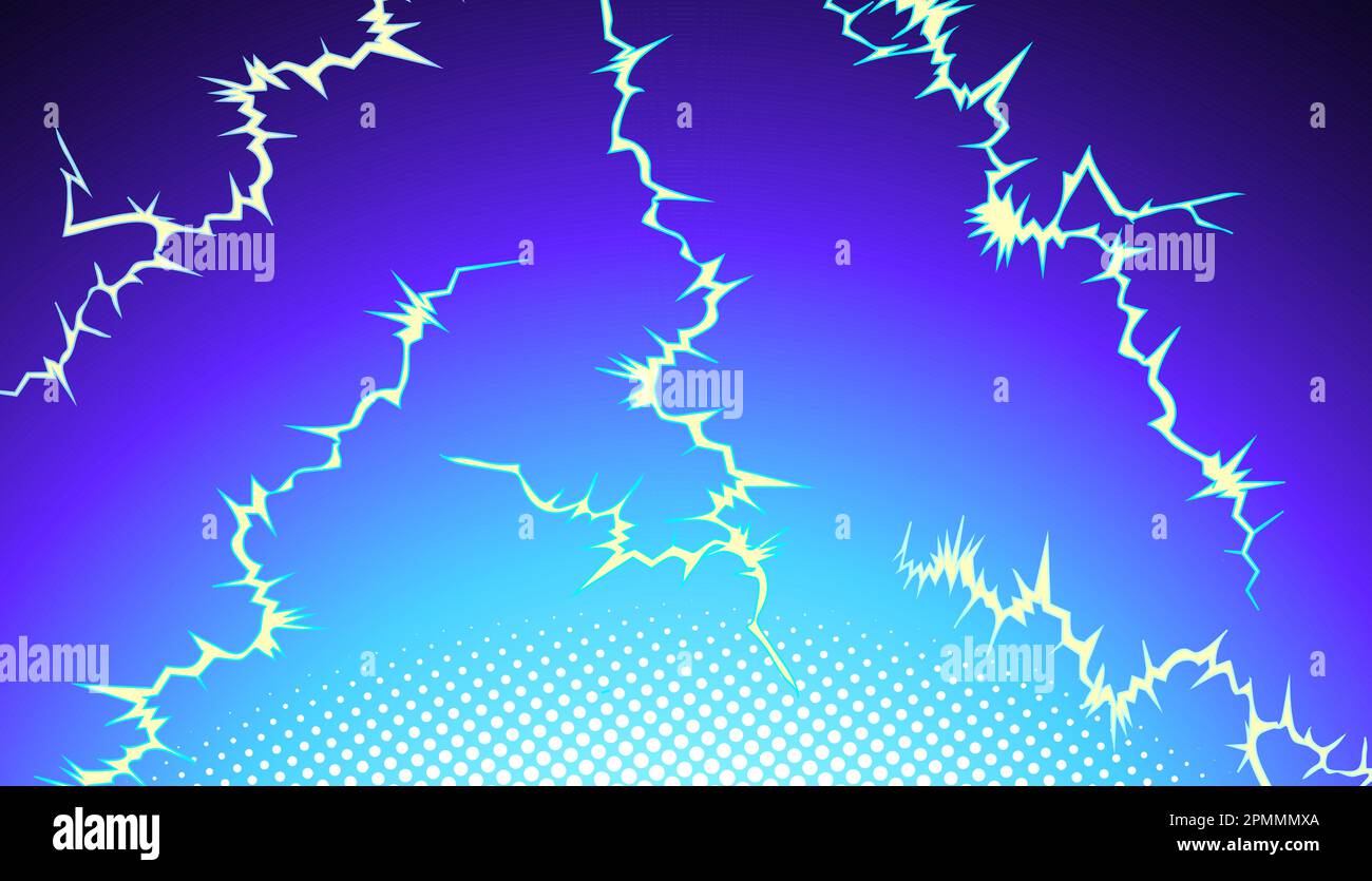 Dark blue aggressive background with lightning in the air. Vector image ...