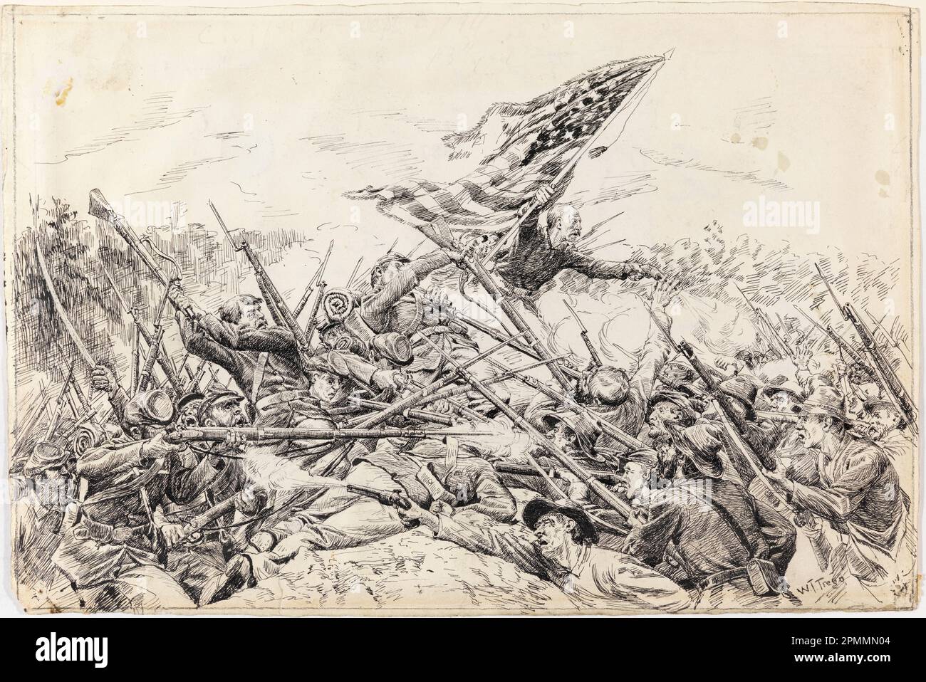 Drawing, Hancock's Corps Assaulting the Works at the "Bloody Angle ...