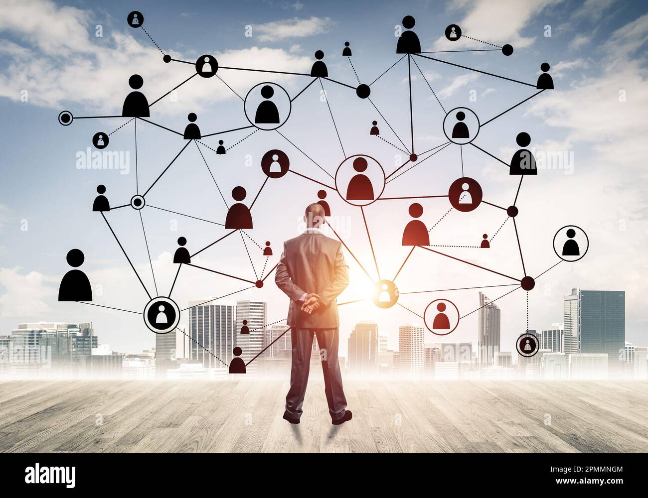 Social connection concept drawn on screen as symbol for teamwork and ...